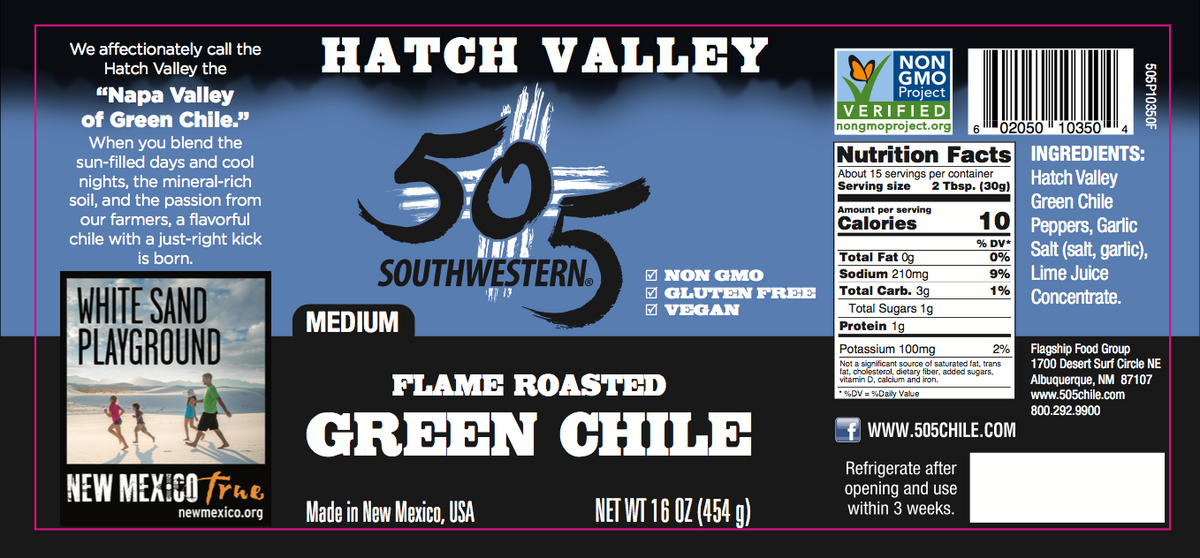 505SW™ Hatch Valley Roasted Green Chile - Medium 16oz - 6 Pack Case ...